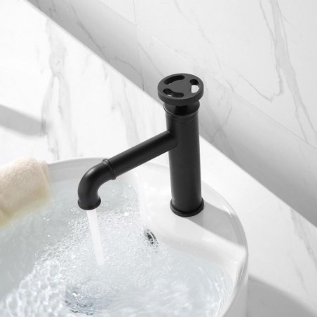 Industrial Style Brass Countertop Black Basin Mixer Tap | Modern Water ...
