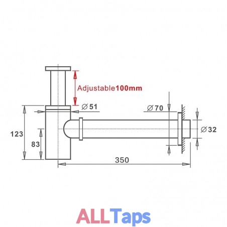 Bathroom Brass Round Bottle P Trap Lavatory Adjustable Basin Sink Waste ...